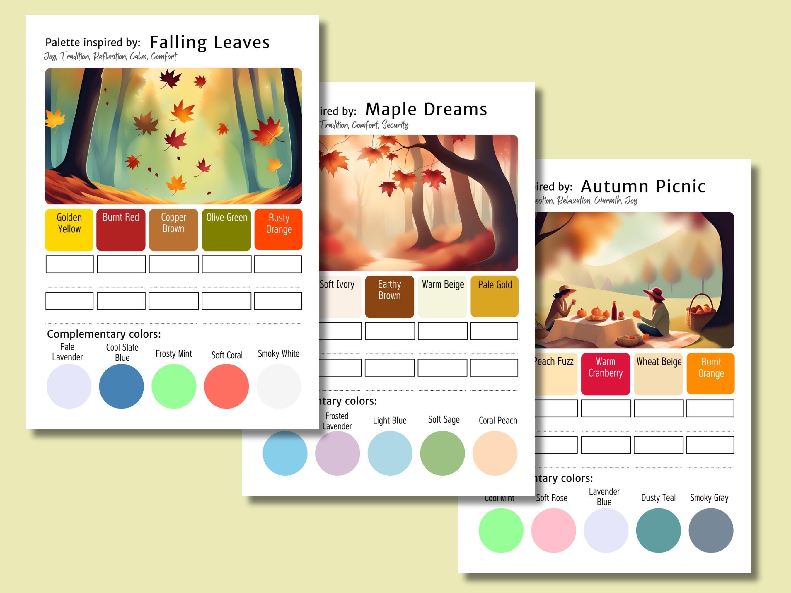 15 X Autumn Color Palette: Printable Color Scheme for Cozy Coloring ...