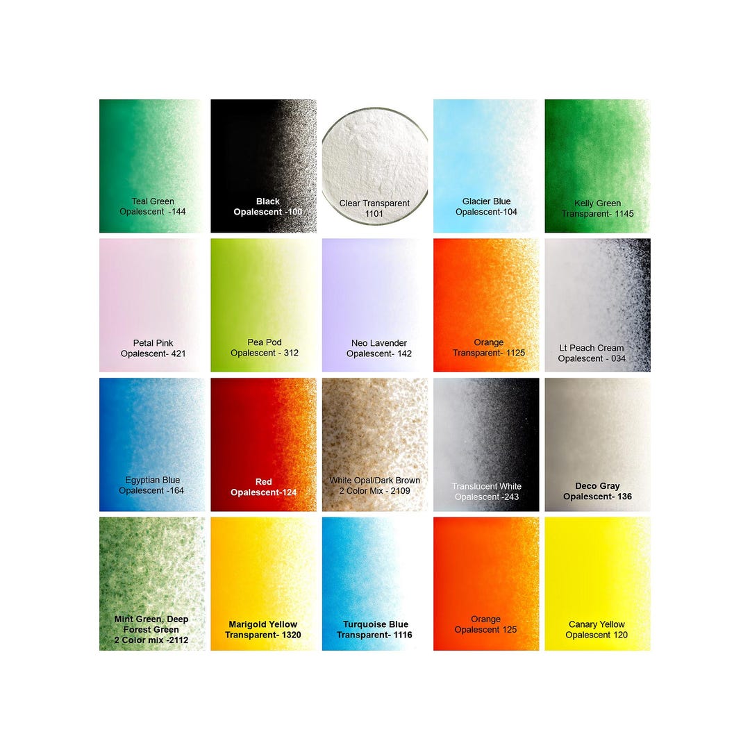 20 Colors COE90 Bullseye POWDER Frit Collection | 2 Oz Each Jar Glass ...