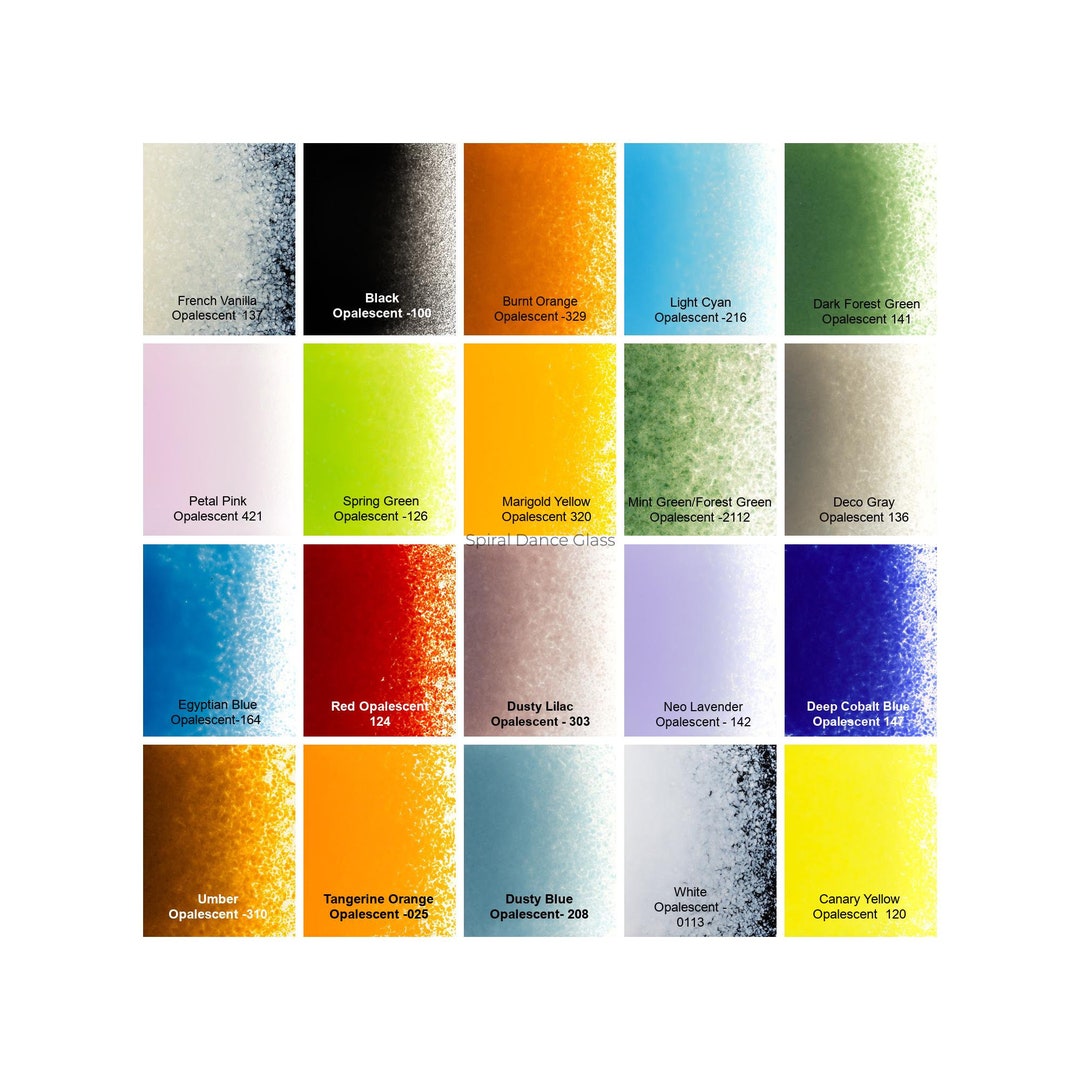 20 Colors COE90 Bullseye FINE OPALESCENT Frit Collection 2 Oz Each Jar ...