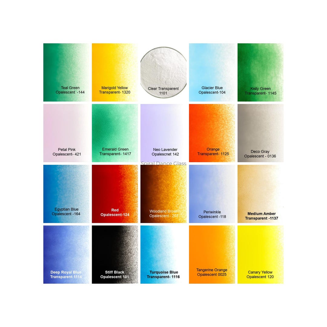 20 Colors COE90 Bullseye POWDER Frit Collection 2 Oz Each Jar Glass ...