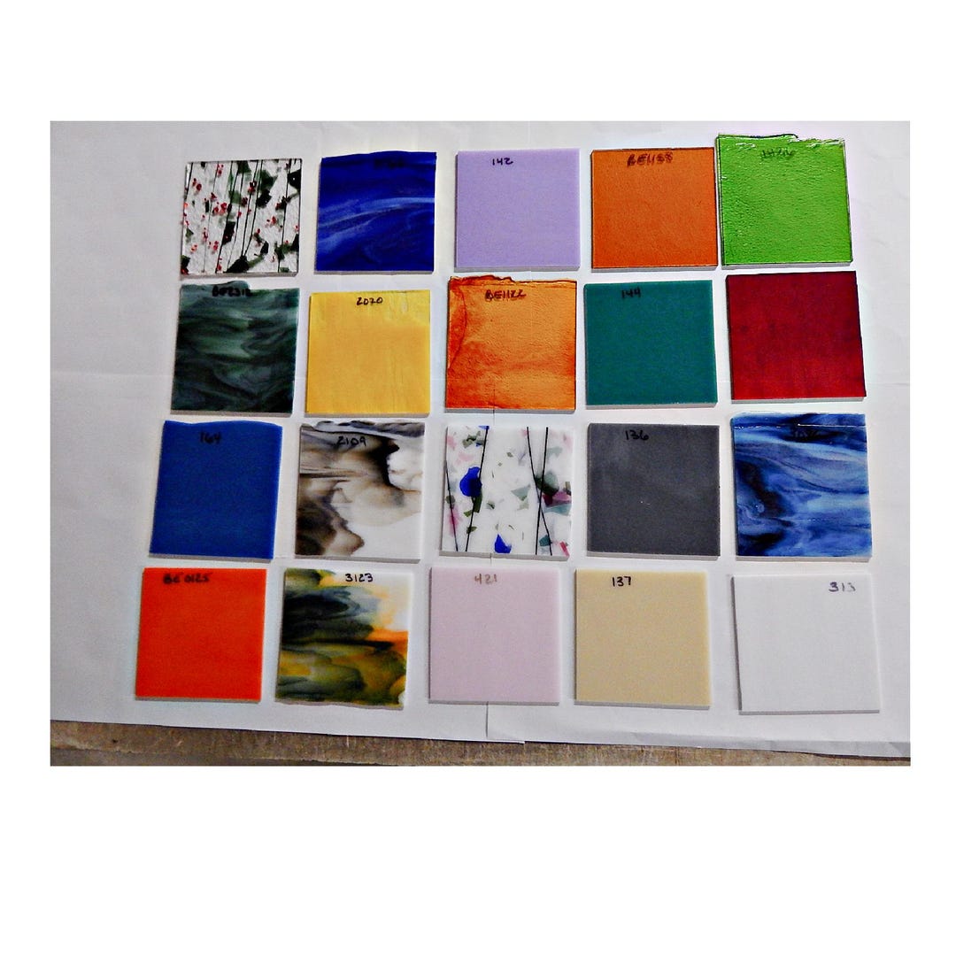 Bullseye COE90 20 Sheets Opal Streaky Transparent Iridescent Fusible ...