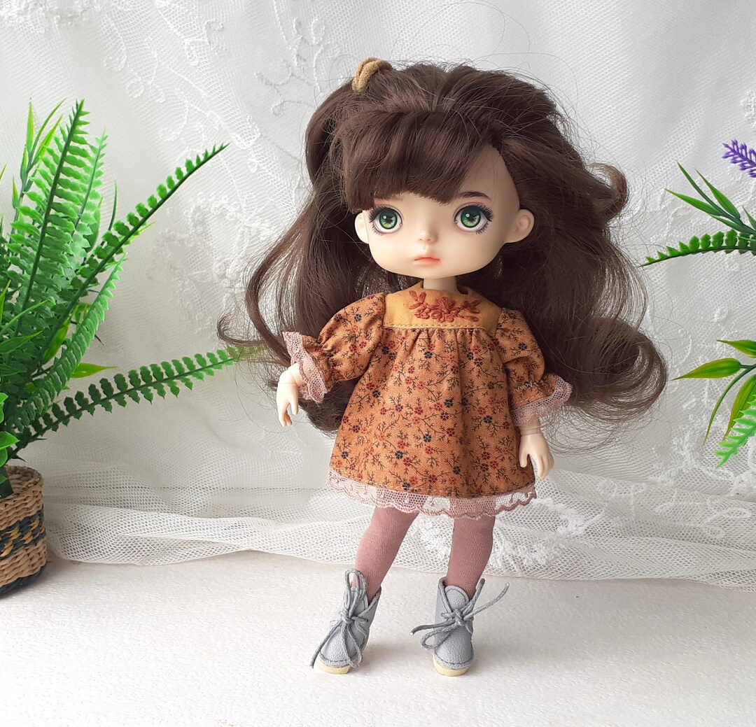 Brown Floral Dress and Tights Outfit Set for Monst Doll Xiaomi Monst ...
