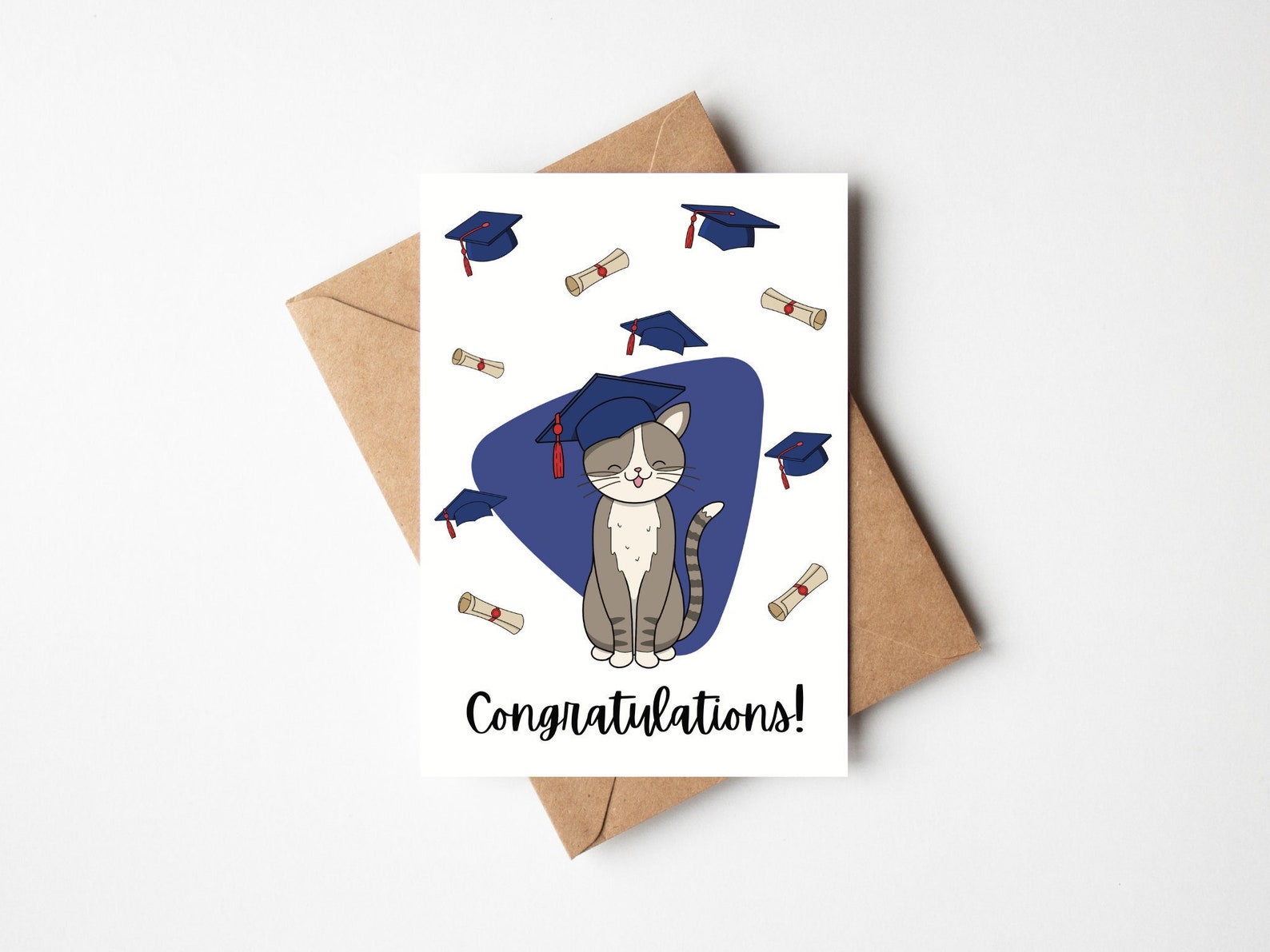 Congratulations Graduation Card Cute Cat Graduation Greeting - Etsy