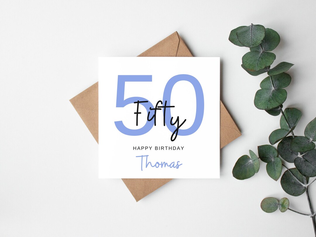 Personalised 50th Birthday Card, Custom 50th Birthday Card, Fiftieth ...