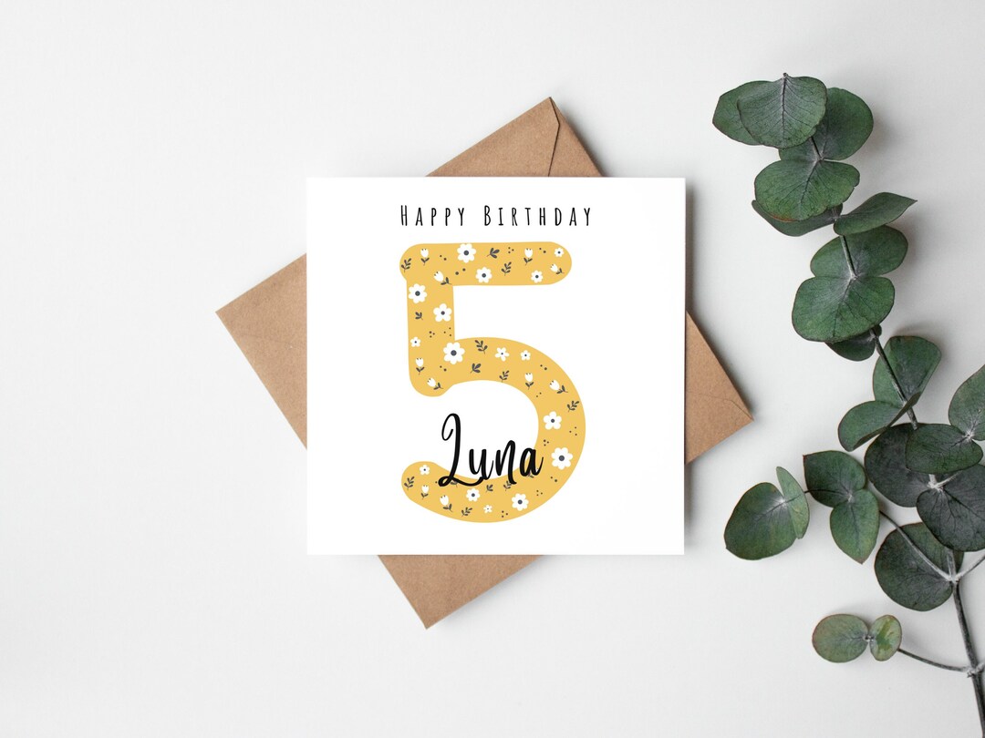 Personalised Fifth Birthday Card 5th Birthday Card Girl - Etsy