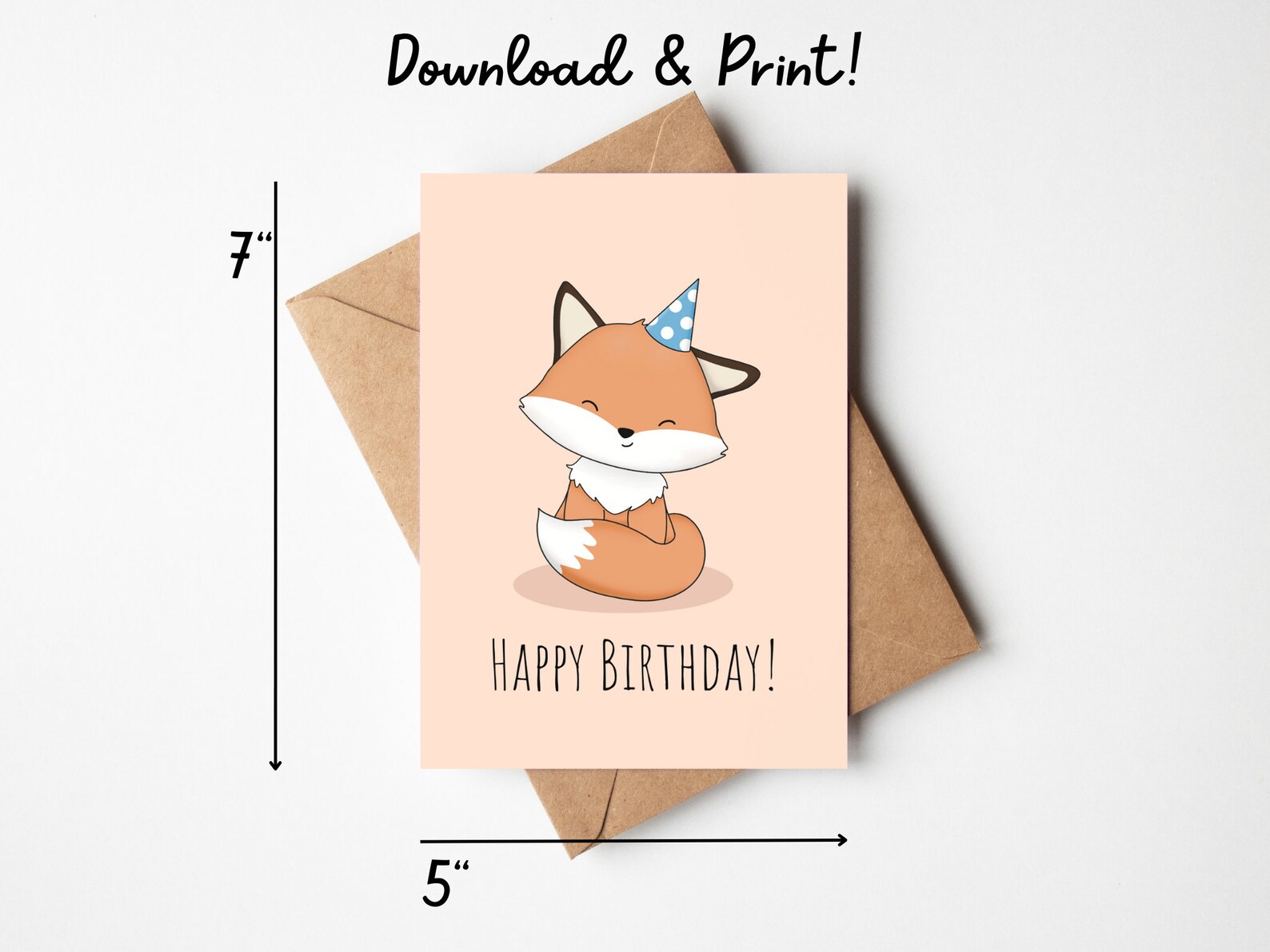 PRINTABLE Fox Birthday Card, Happy Birthday Greeting Card for Animal ...