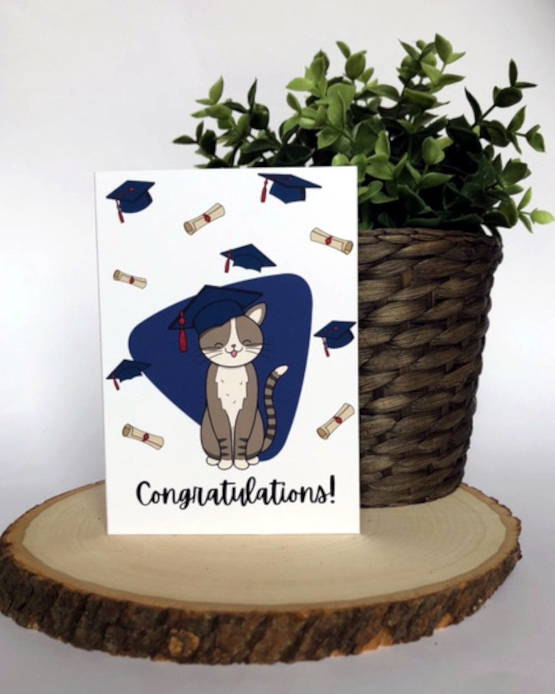 Congratulations Graduation Card Cute Cat Graduation Greeting Card, Cat ...