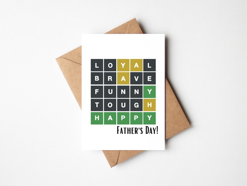 Wordle-themed Father's Day Card Sweet Wordle Father's Day Card Loyal ...