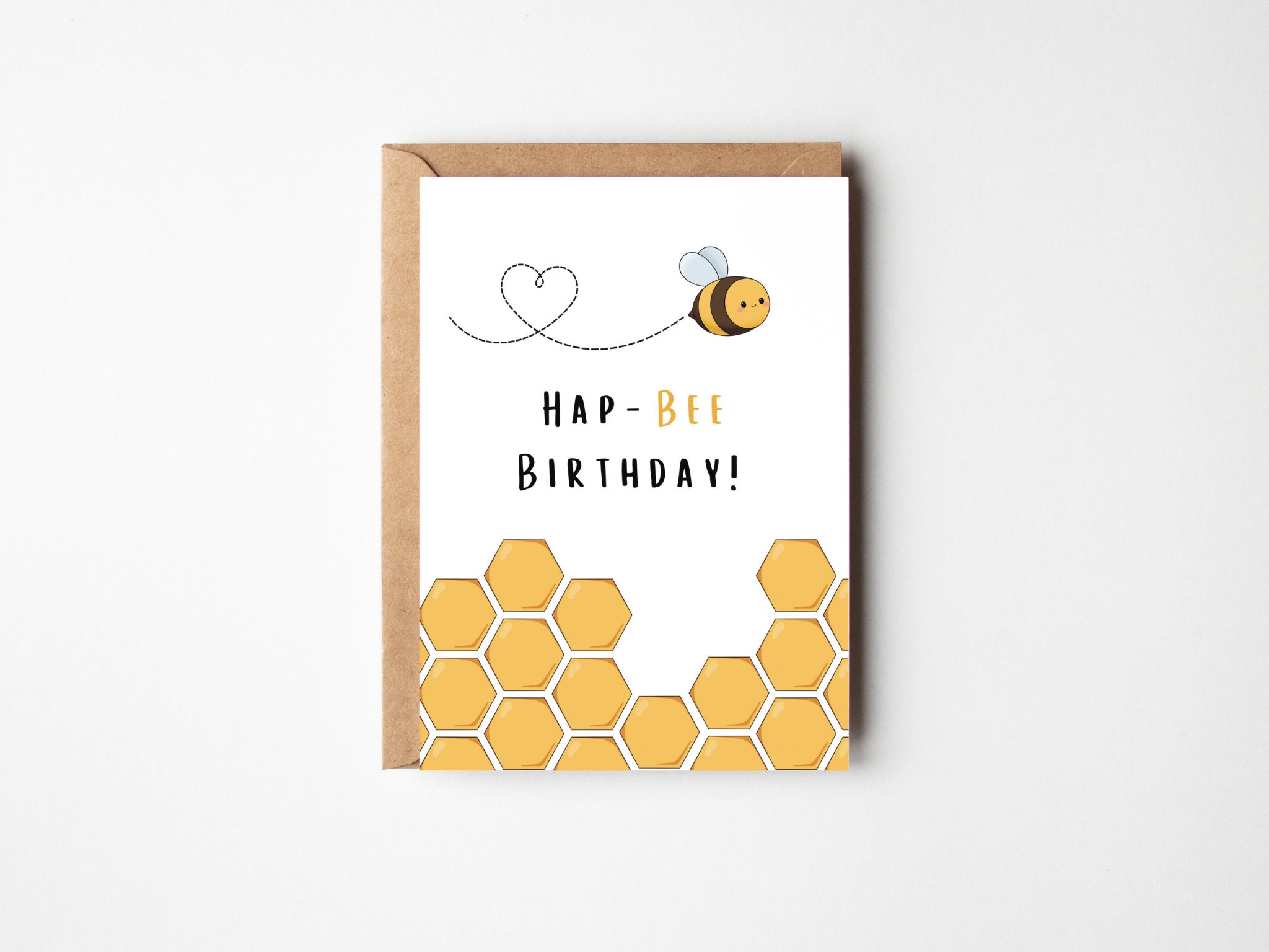 Hap-bee Birthday Bumblebee Birthday Card Cute Birthday Card - Etsy