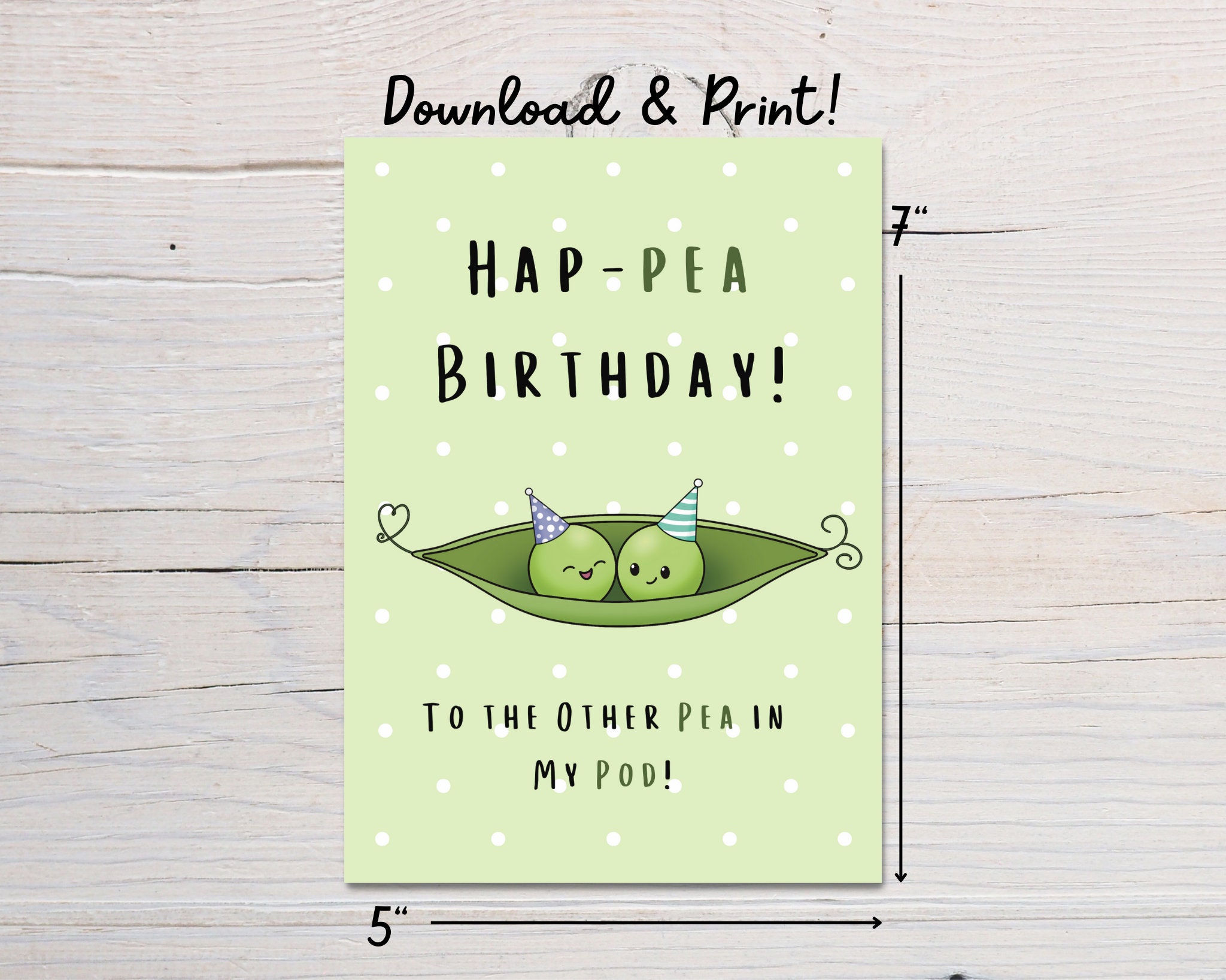 PRINTABLE Hap-pea Birthday to the Other Pea in My Pod Funny Birthday ...