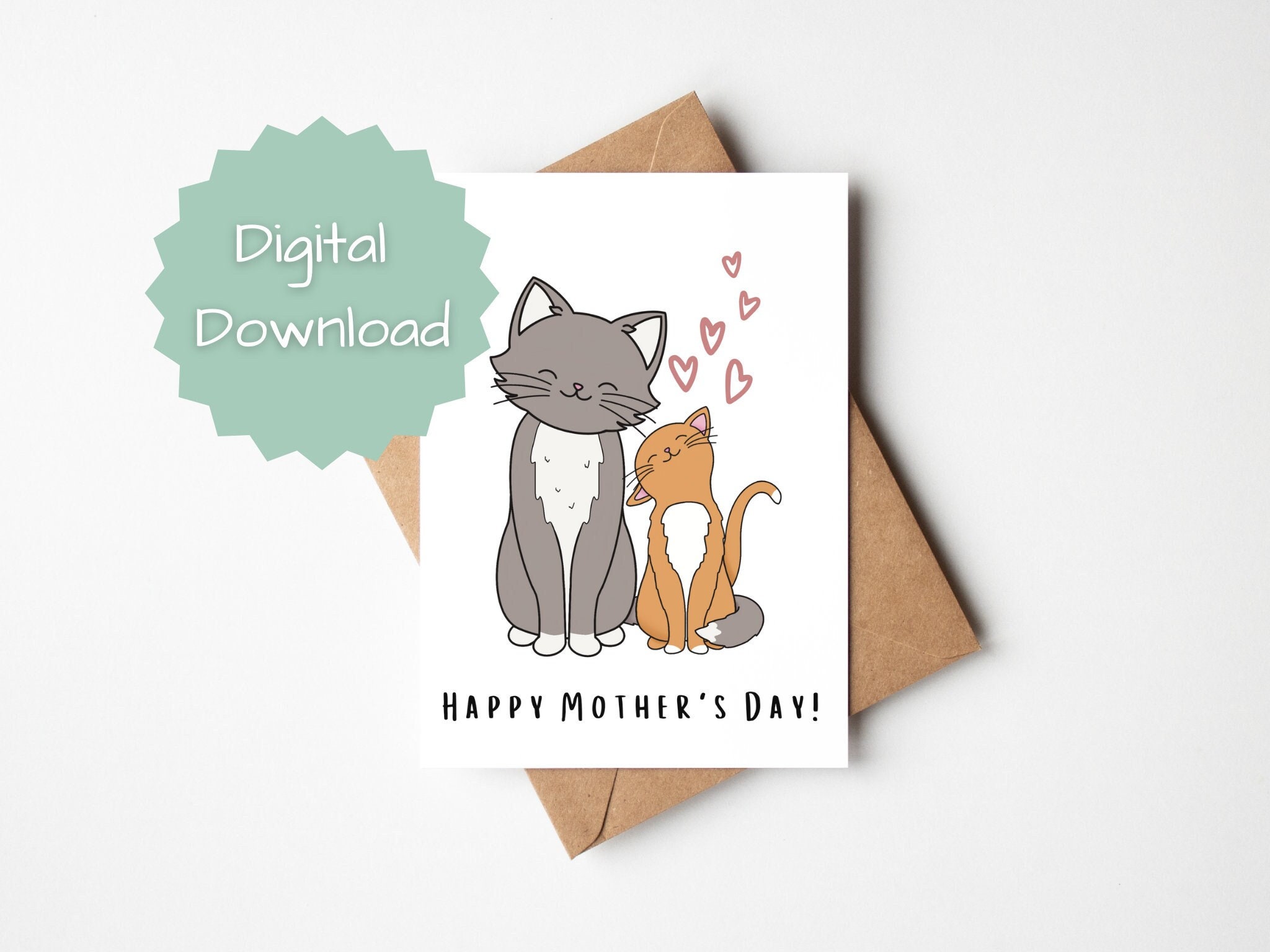 PRINTABLE Cat Mother's Day Card Happy Mother's Day Card Card for Cat ...