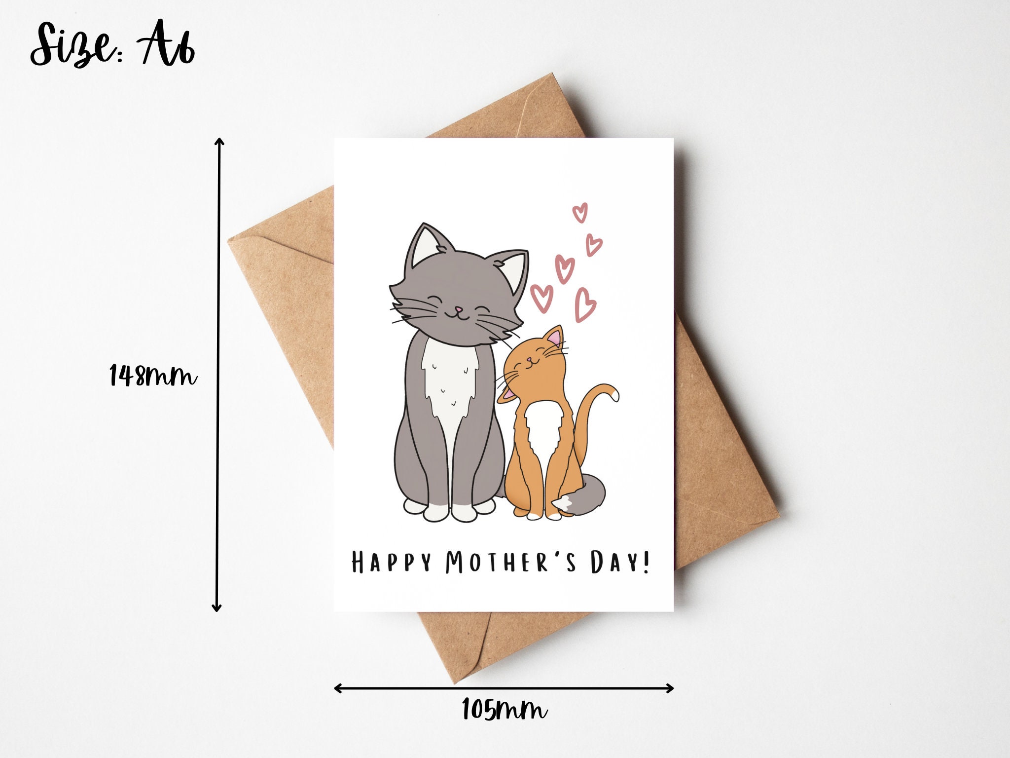 Cute Cat Mother's Day Card Happy Mother's Day Card Card for Cat Mom Cat ...