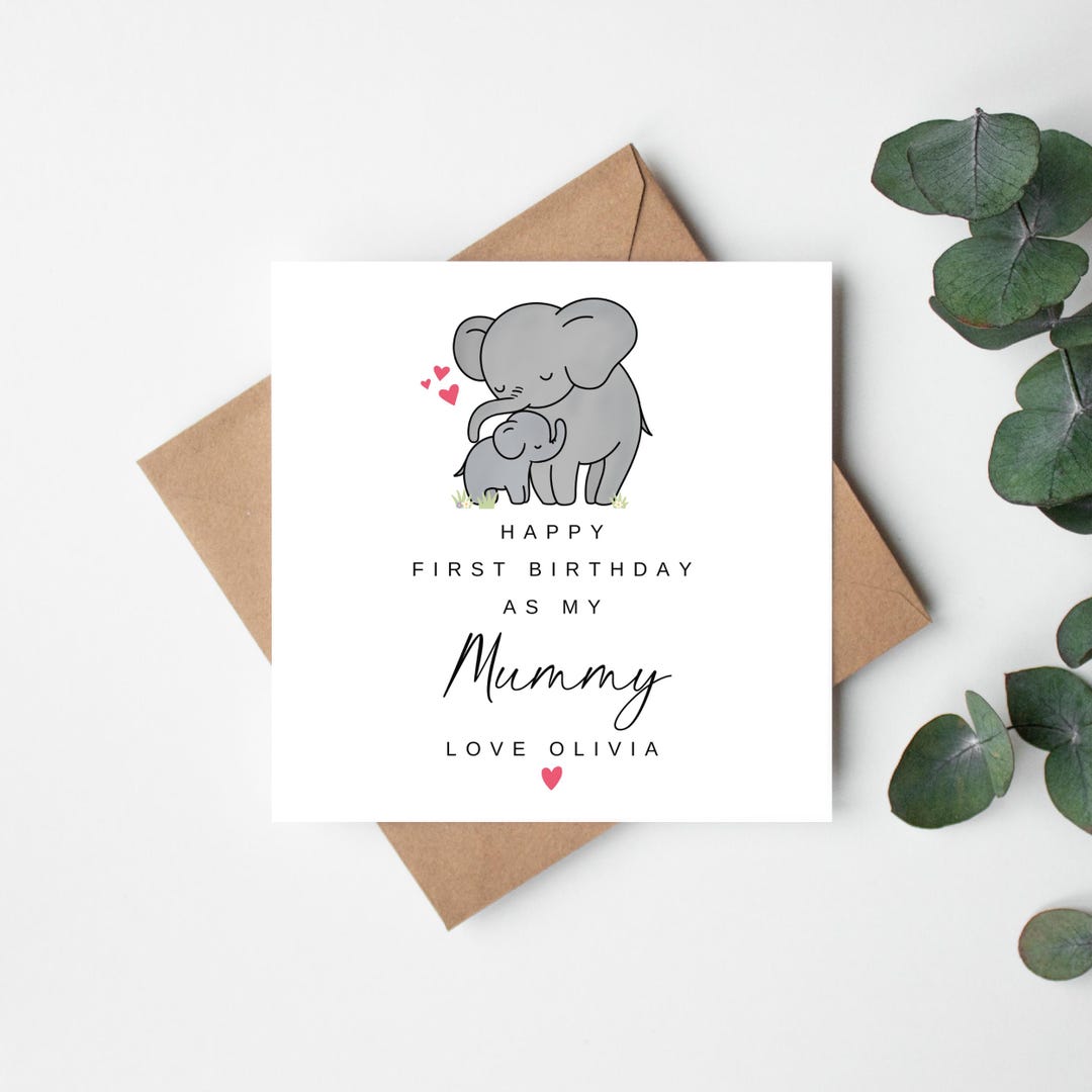 Happy First Birthday as My Mummy Card, Personalised Birthday Card for ...