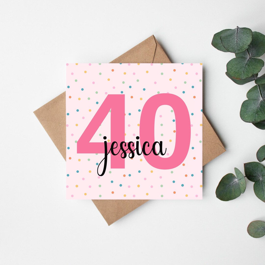 Personalised 40th Birthday Card, Custom 40th Birthday Card, Fortieth ...