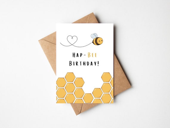 Hap-bee Birthday Bumblebee Birthday Card Cute Birthday Card - Etsy
