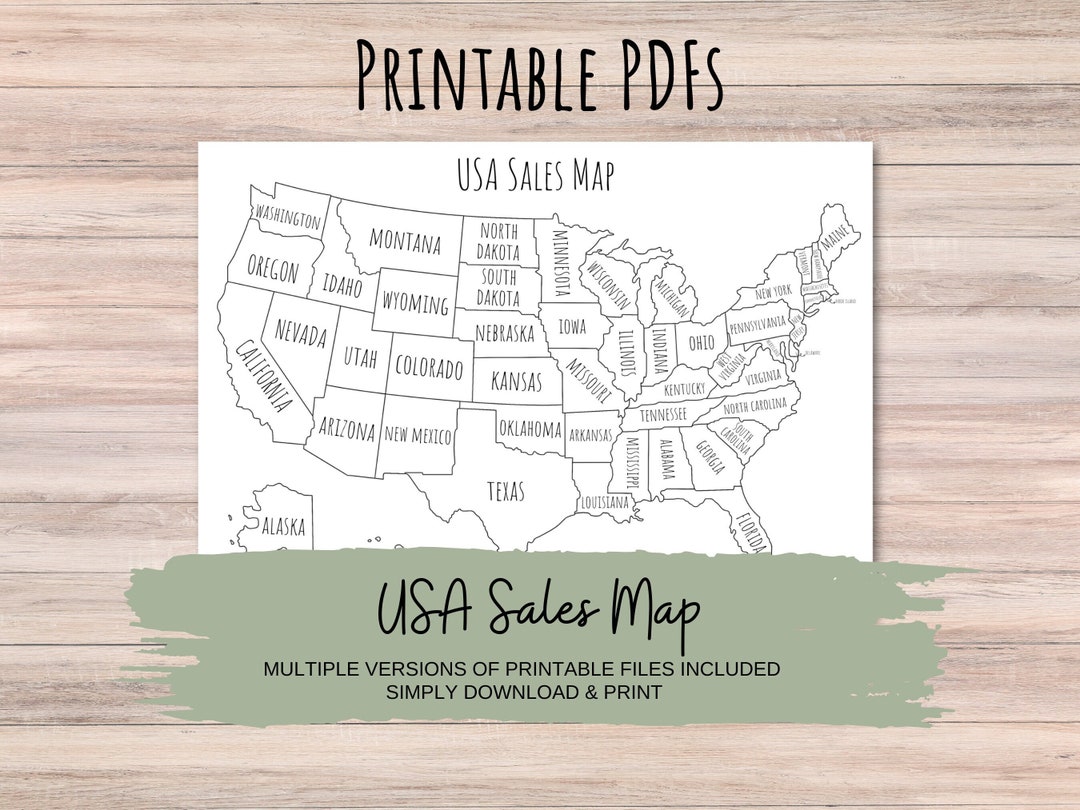 Printable USA Map, Printable USA Sales Map, Goal Tracker, Etsy Order ...
