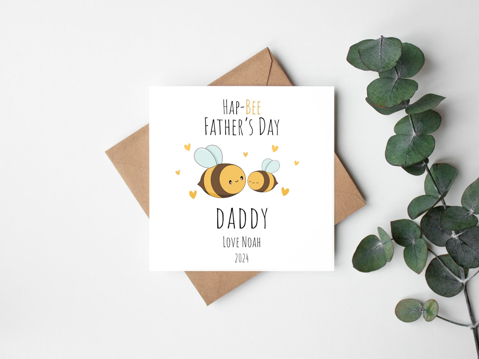 Hap-bee Father's Day Dad, Custom Father's Day Card for Daddy, Punny ...