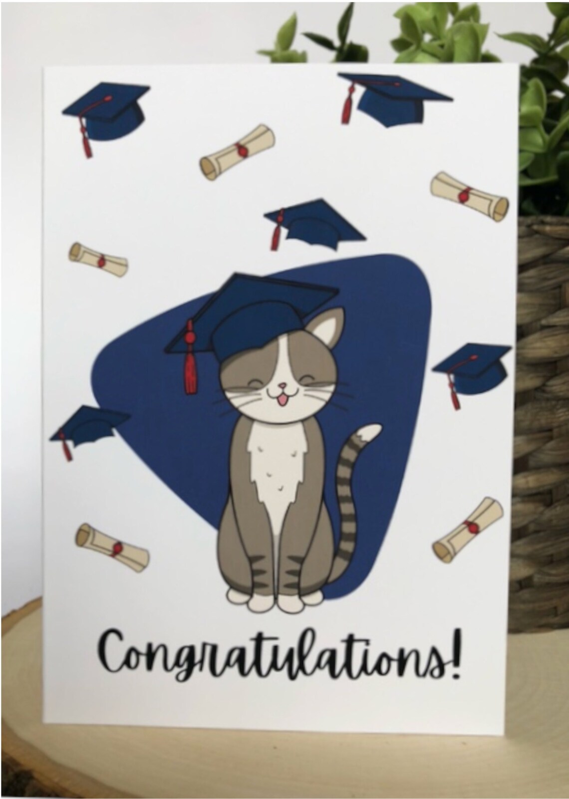 Congratulations Graduation Card Cute Cat Graduation Greeting Card, Cat ...