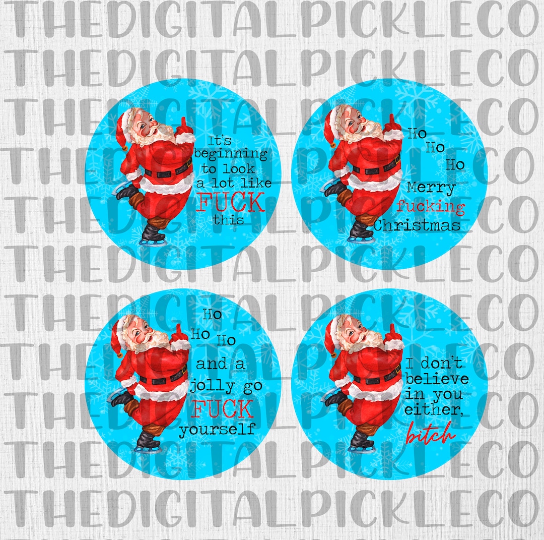 Swearing Santa Round Ornaments {blue Snowflake} |bad Santa| Giving the ...