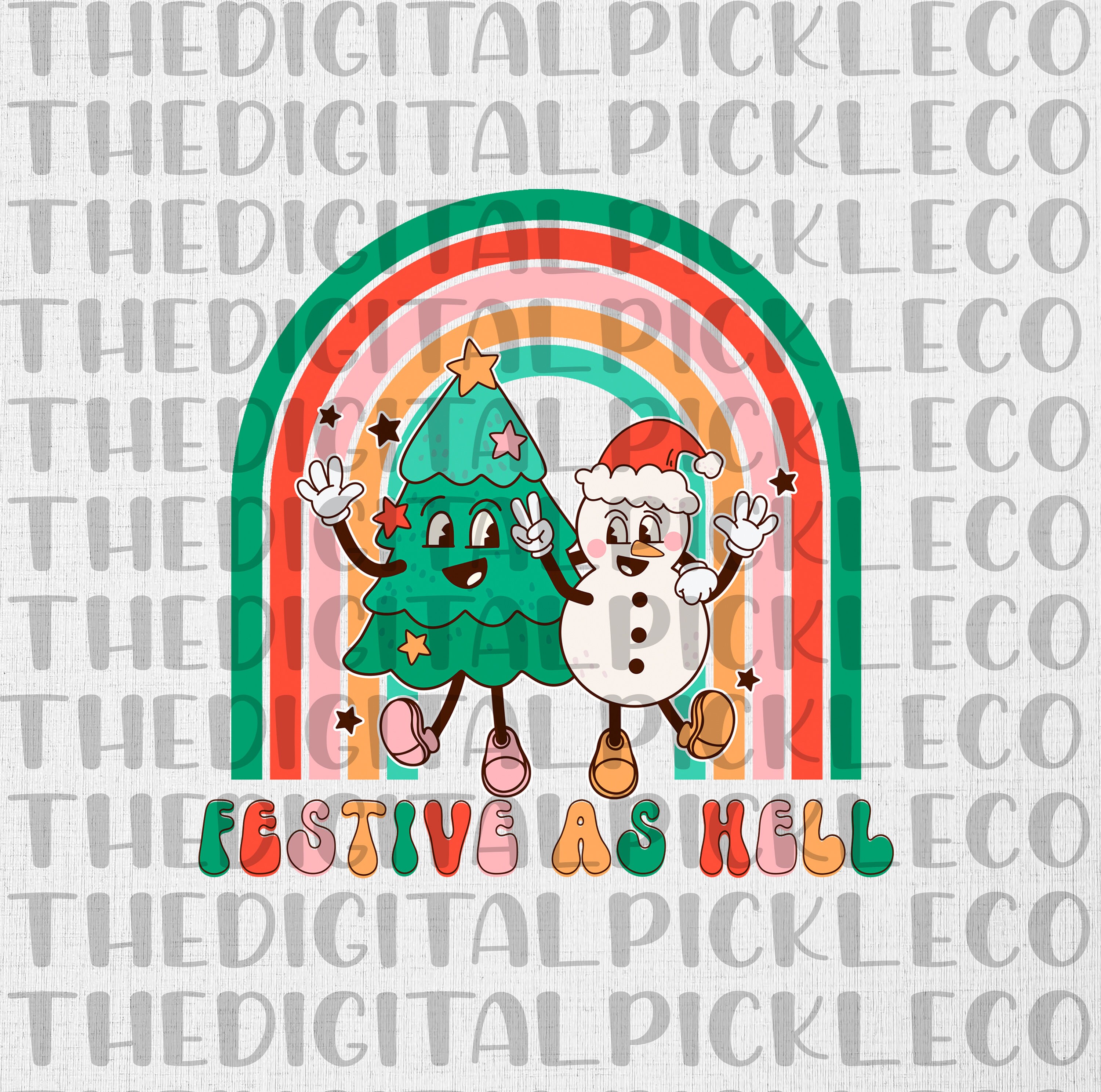 Festive as Hell |groovy|retro| PNG Clipart & Digital Download - Etsy