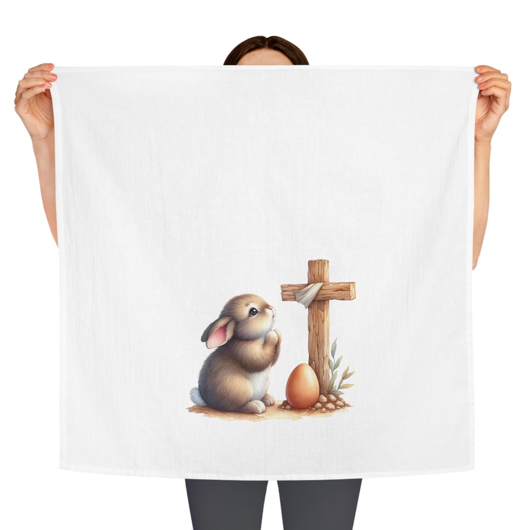 Easter Bunny Prayer Tea Towel, Cute Kitchen Towel for Spring Decor ...