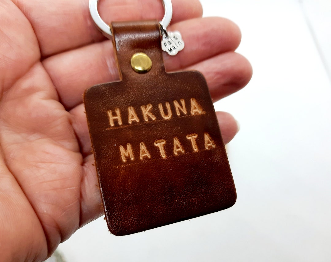 Thick Leather Key Ring, Engraved Acuna Matata, Mixed Gift Idea ...