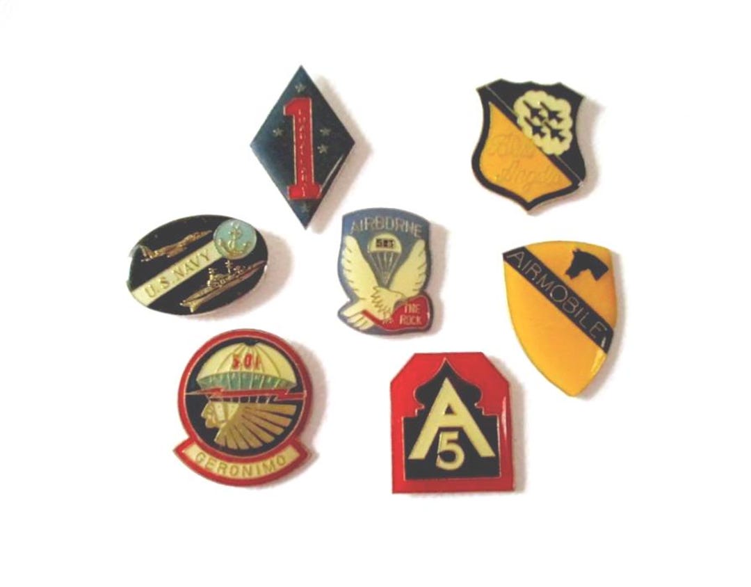 Vintage Pin Badges US Army, US Navy, Blue Angels, Air Borne 503, 501 St ...