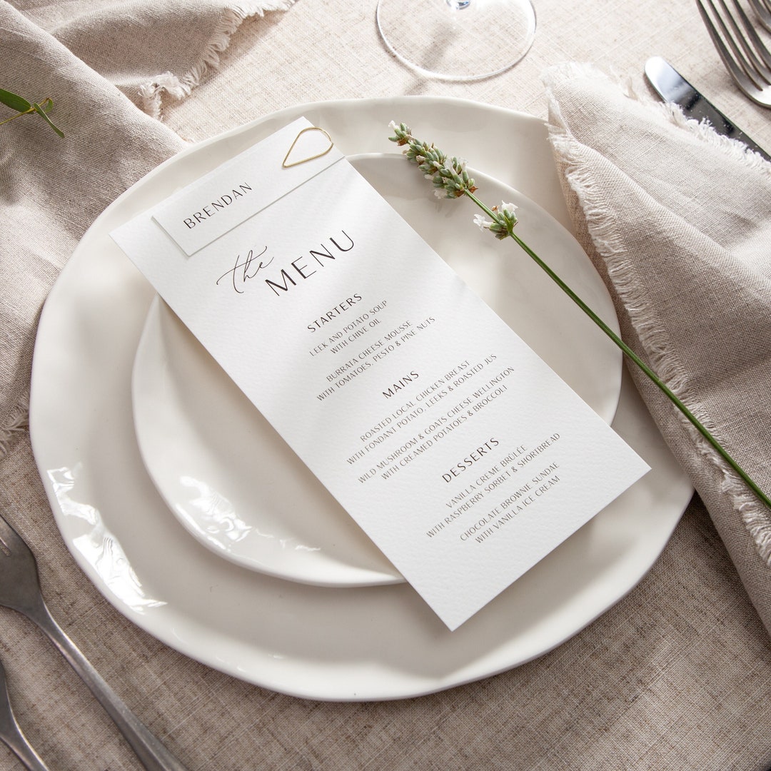 Modern Elegance White Wedding Menus - Etsy UK