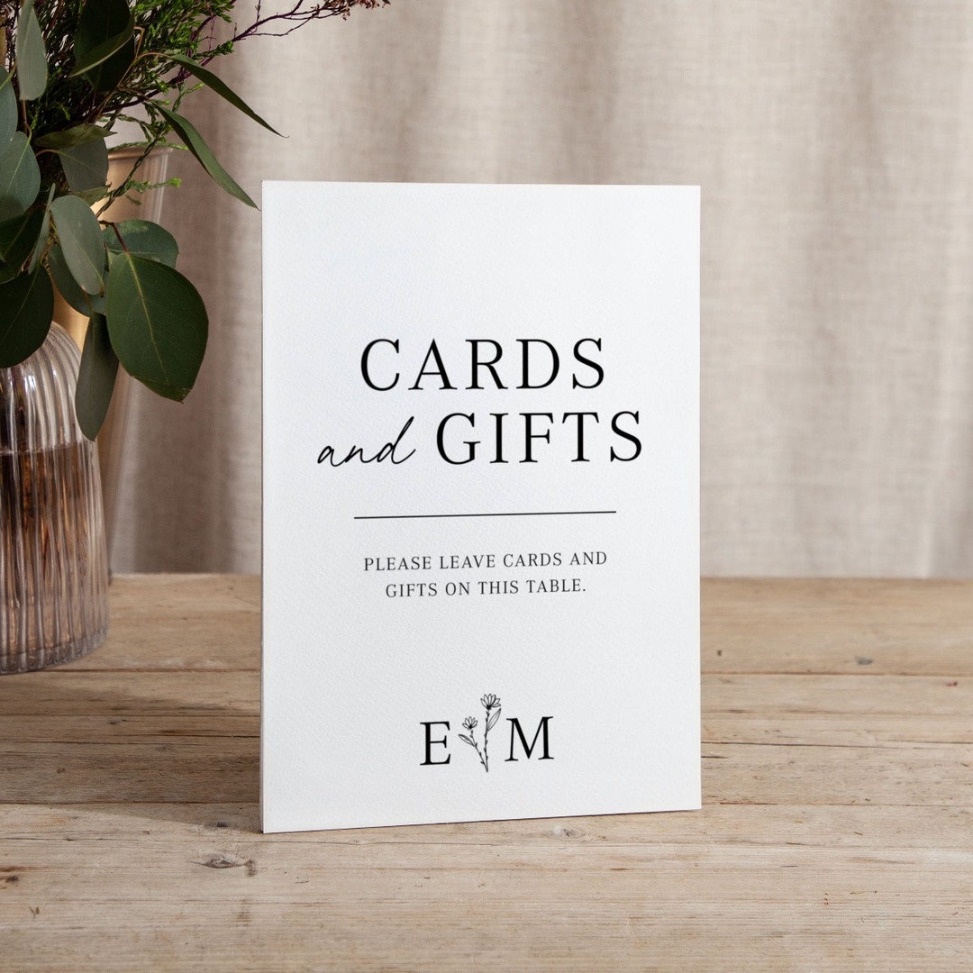 Floral Line Drawing | Wedding Cards & Gifts Sign | on the Day Signage ...