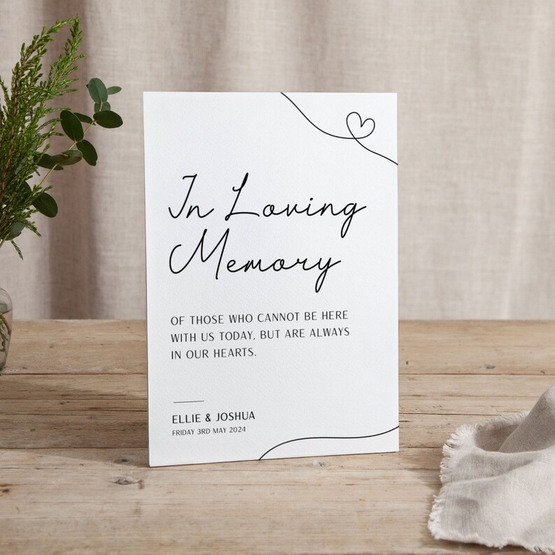 Minimal Script in Loving Memory Wedding Sign on the Day - Etsy