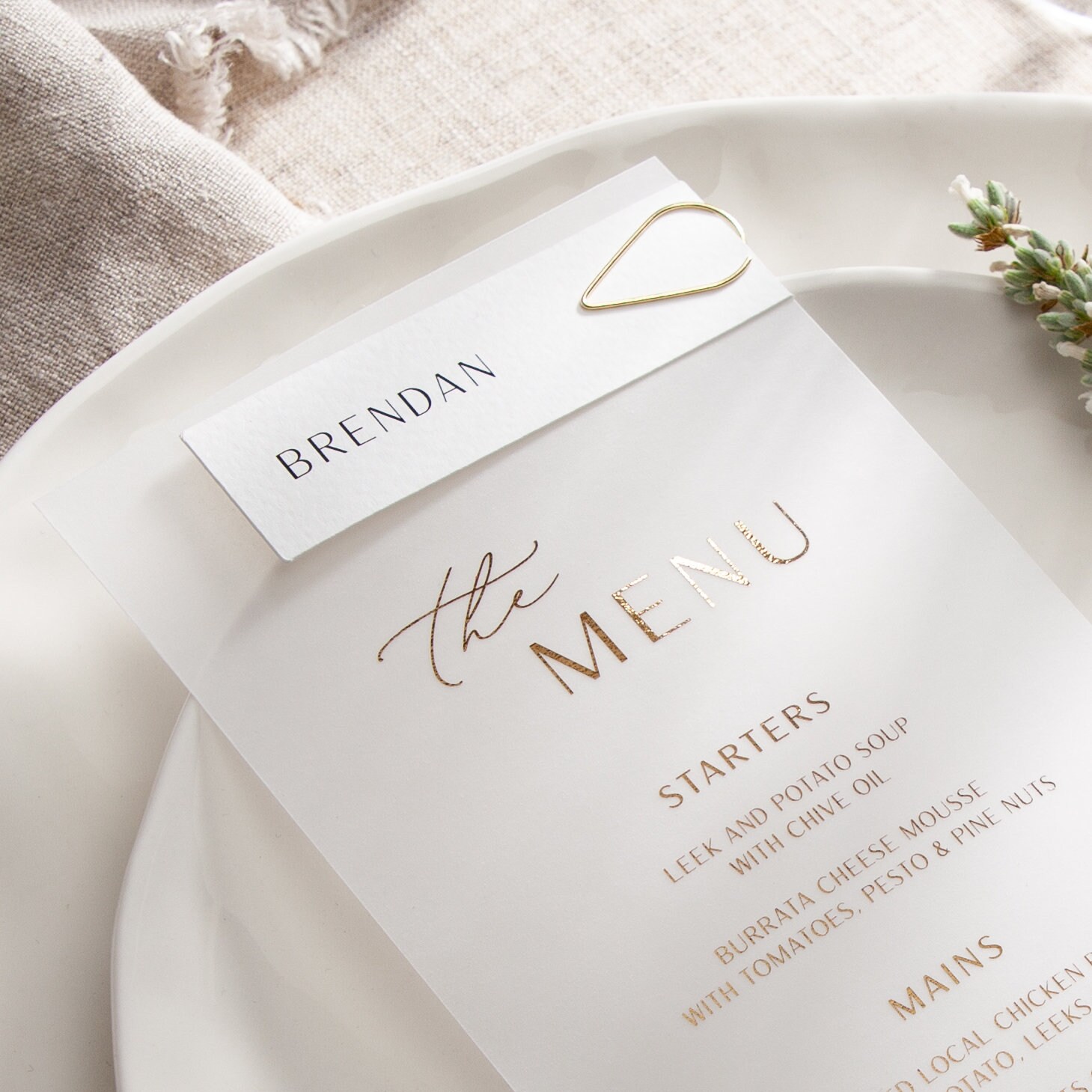 Modern Elegance Foiled Vellum Wedding Menus - Etsy