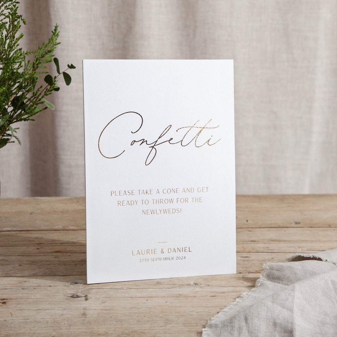 Modern Elegance | Foiled Wedding Confetti Sign | on the Day Signage ...