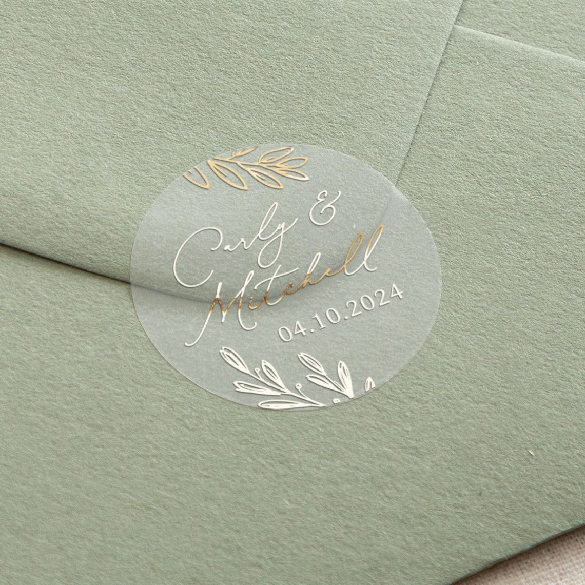Meadow | Names & Date Foiled Wedding Stickers | Wedding Stationery ...