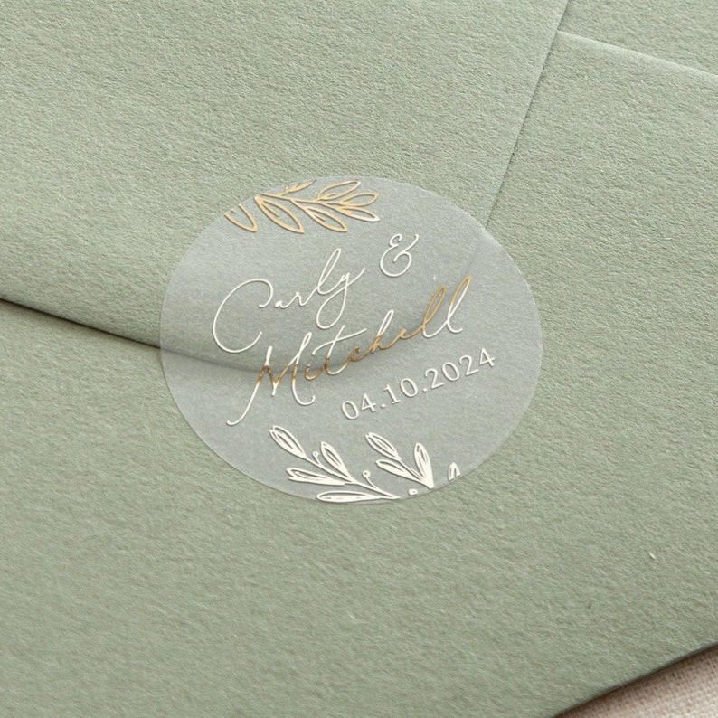 Meadow | Names & Date Foiled Wedding Stickers | Wedding Stationery ...