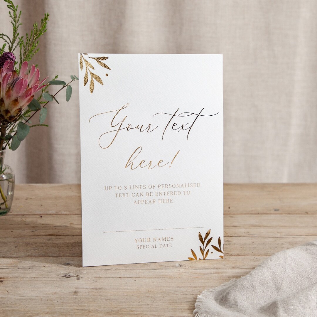 Gold Leaves | Foiled Custom Text Wedding Sign | on the Day Signage ...