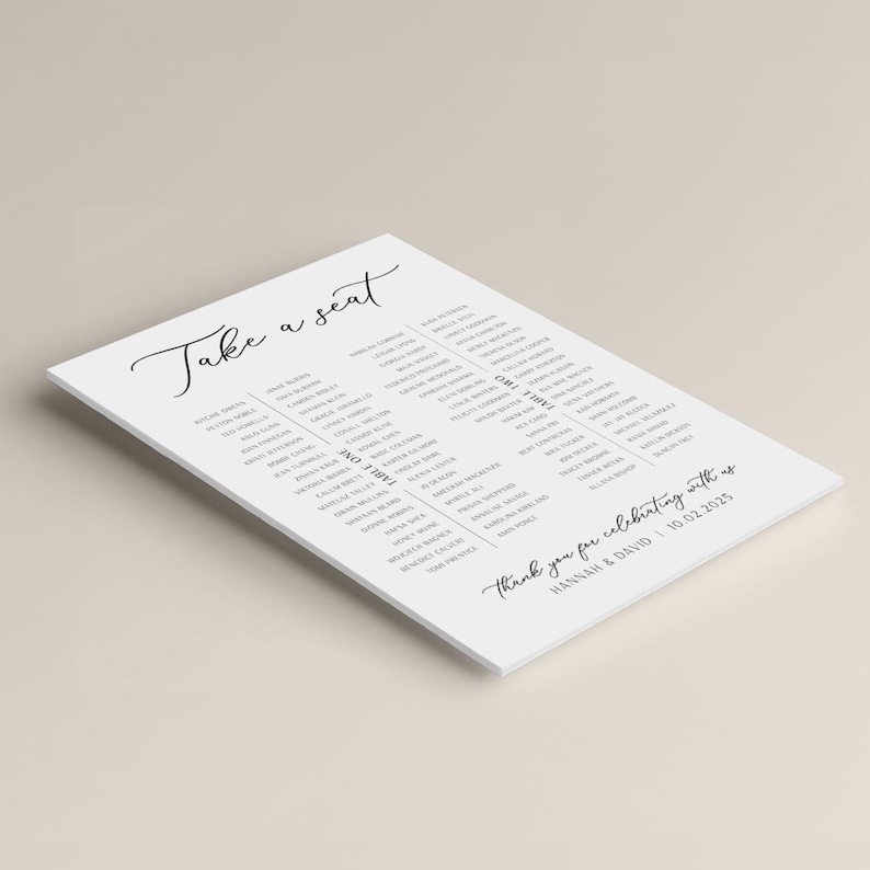 Simple Elegance Wedding Banquet Table Plan Sign - Etsy UK