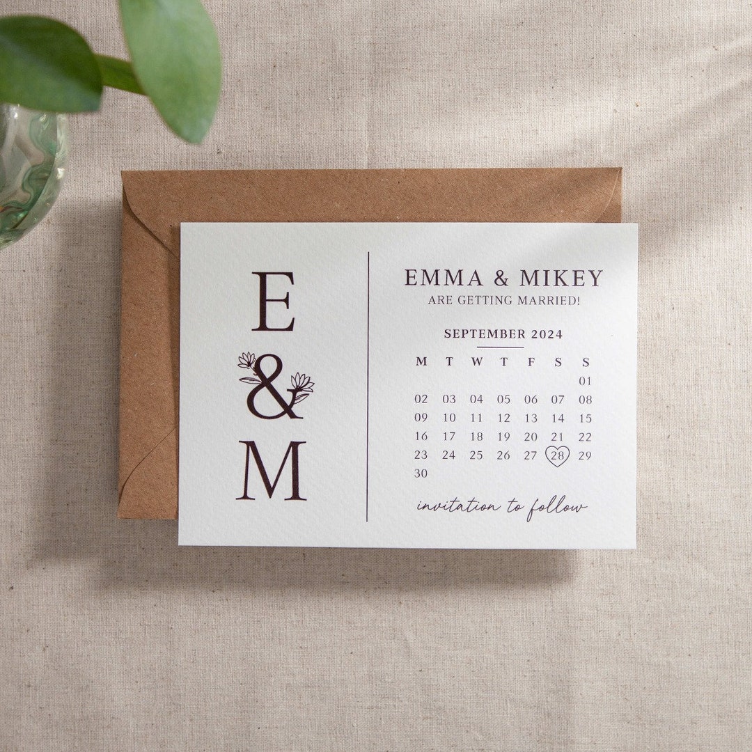 White 'floral Line Drawing' Save the Date - Etsy