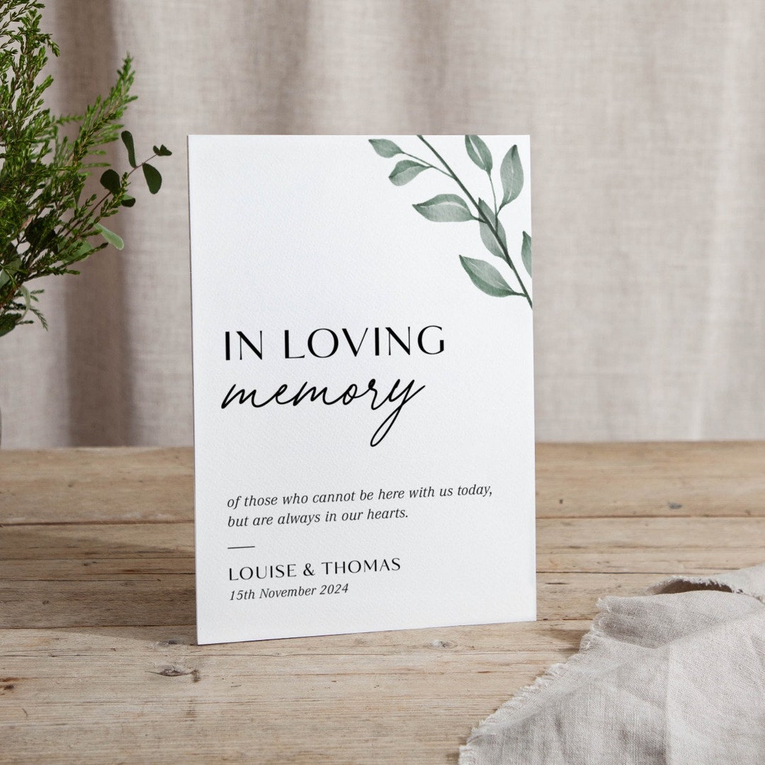 Hojas de acuarela / In Loving Memory Signo de boda / Señalización en el ...
