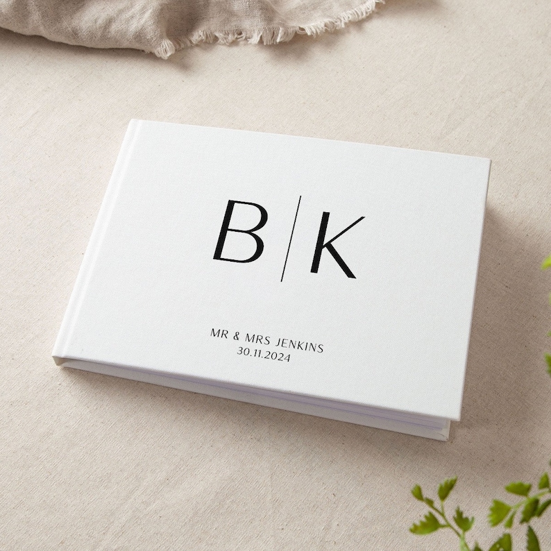 Modern Elegance Personalised Initials Wedding Guest Book - Etsy