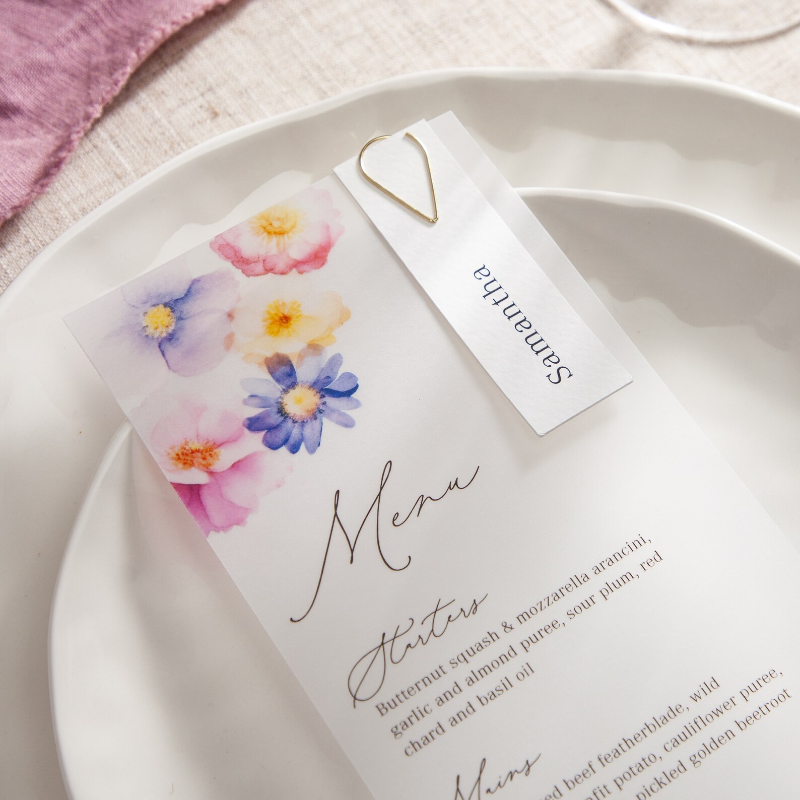 Pressed Floral Vellum Wedding Menus - Etsy