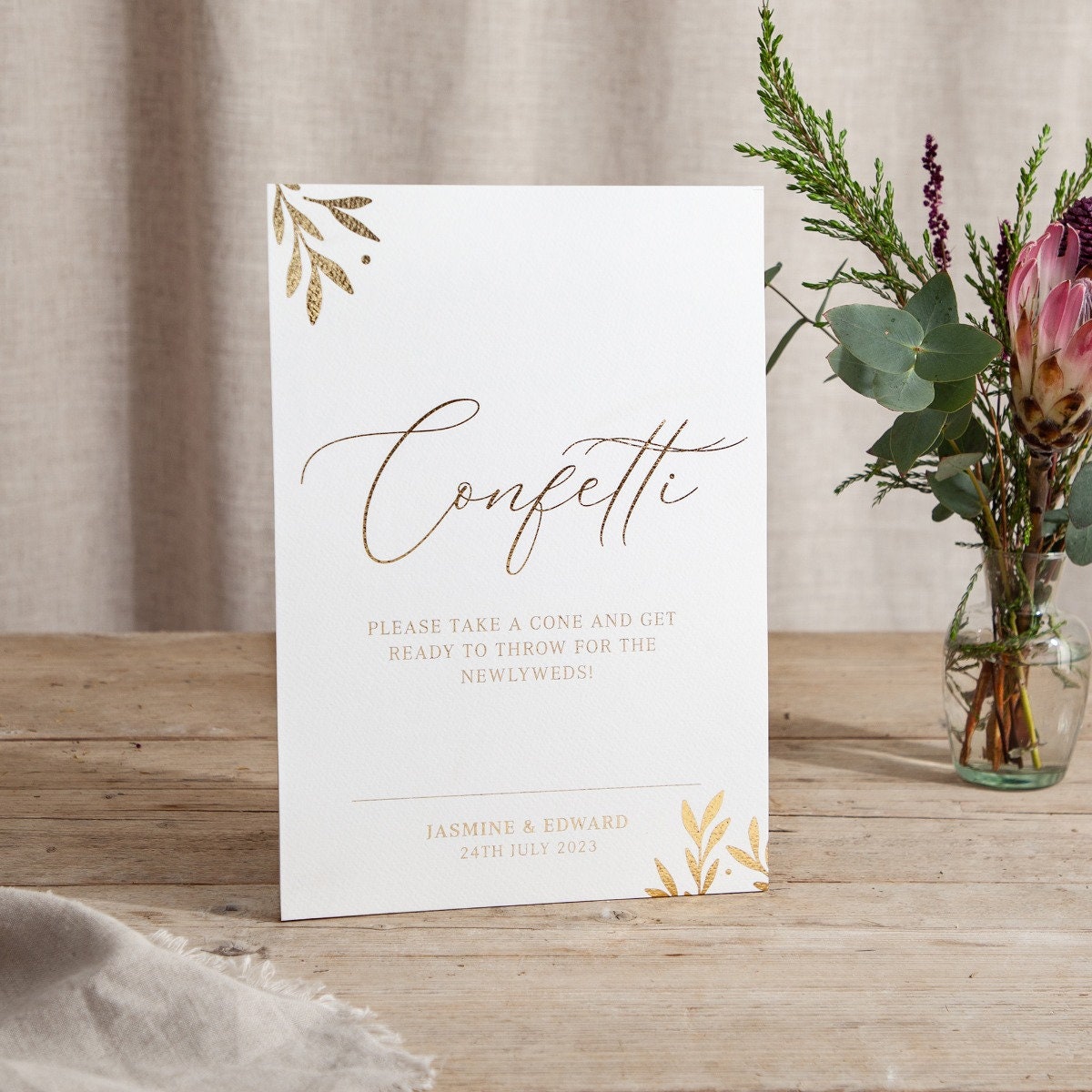 Gold Leaves | Foiled Wedding Confetti Sign | on the Day Signage ...