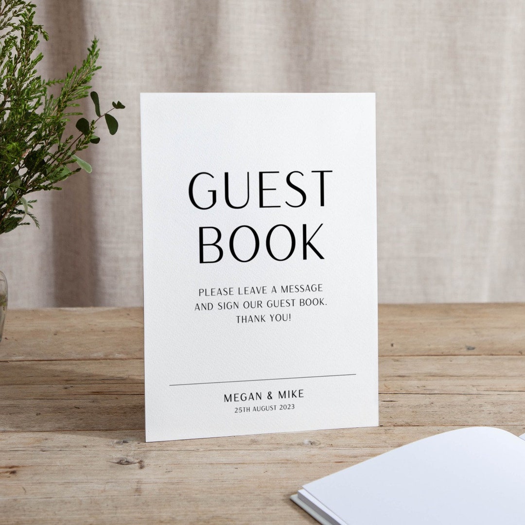 Simple Elegance Wedding Guest Book Sign on the Day Signage - Etsy