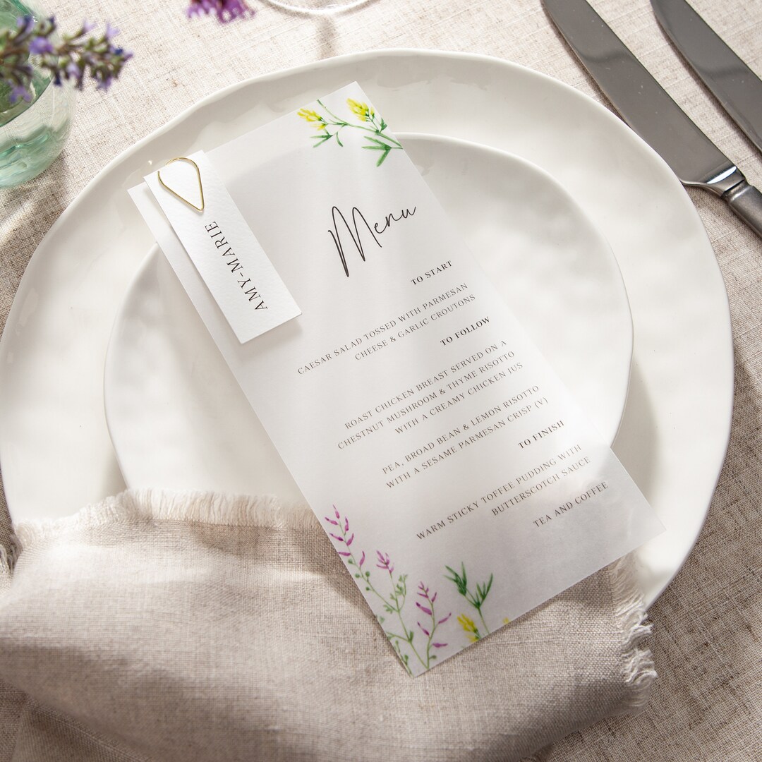 Wildflowers Vellum Wedding Menus - Etsy