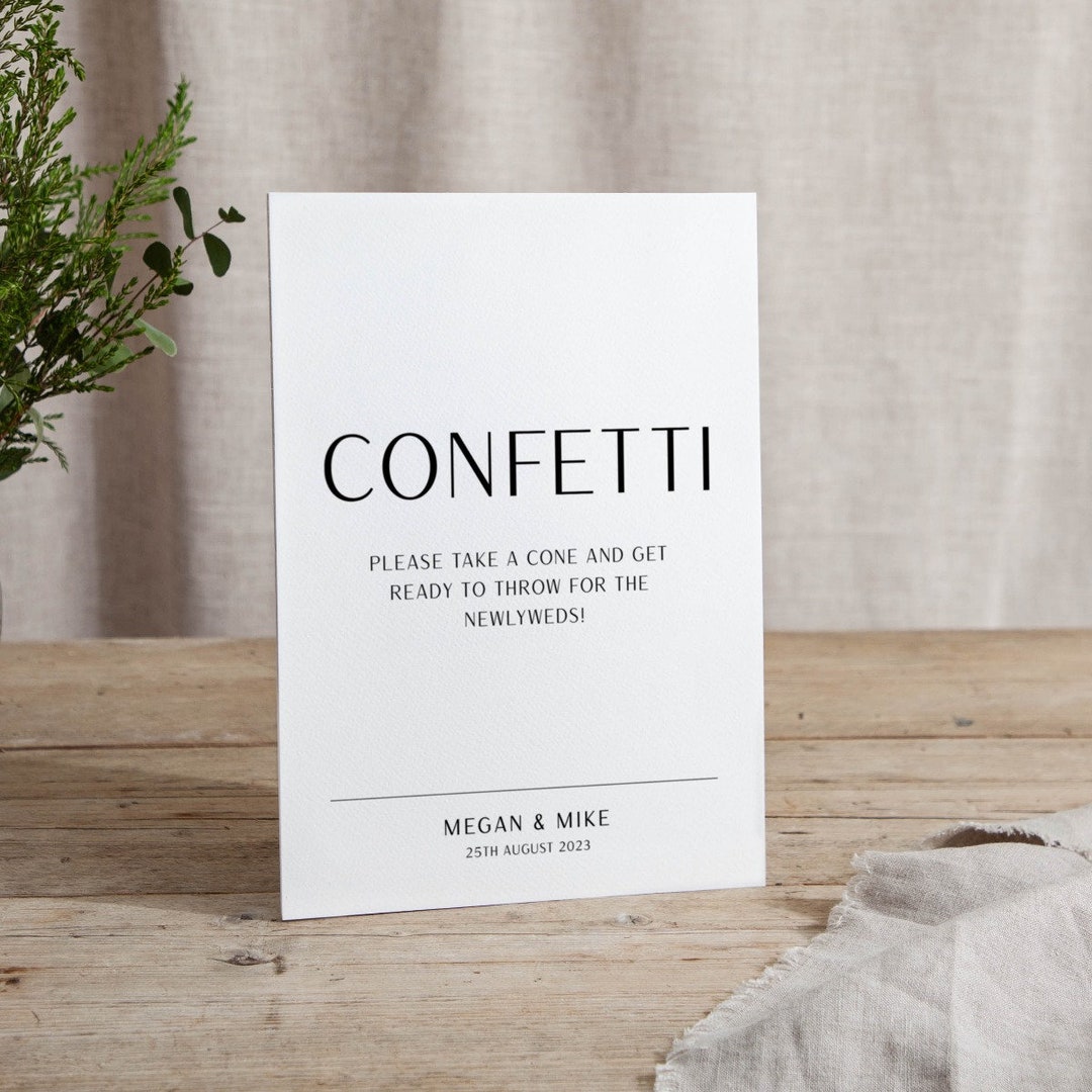 Simple Elegance | Wedding Confetti Sign | on the Day Signage ...