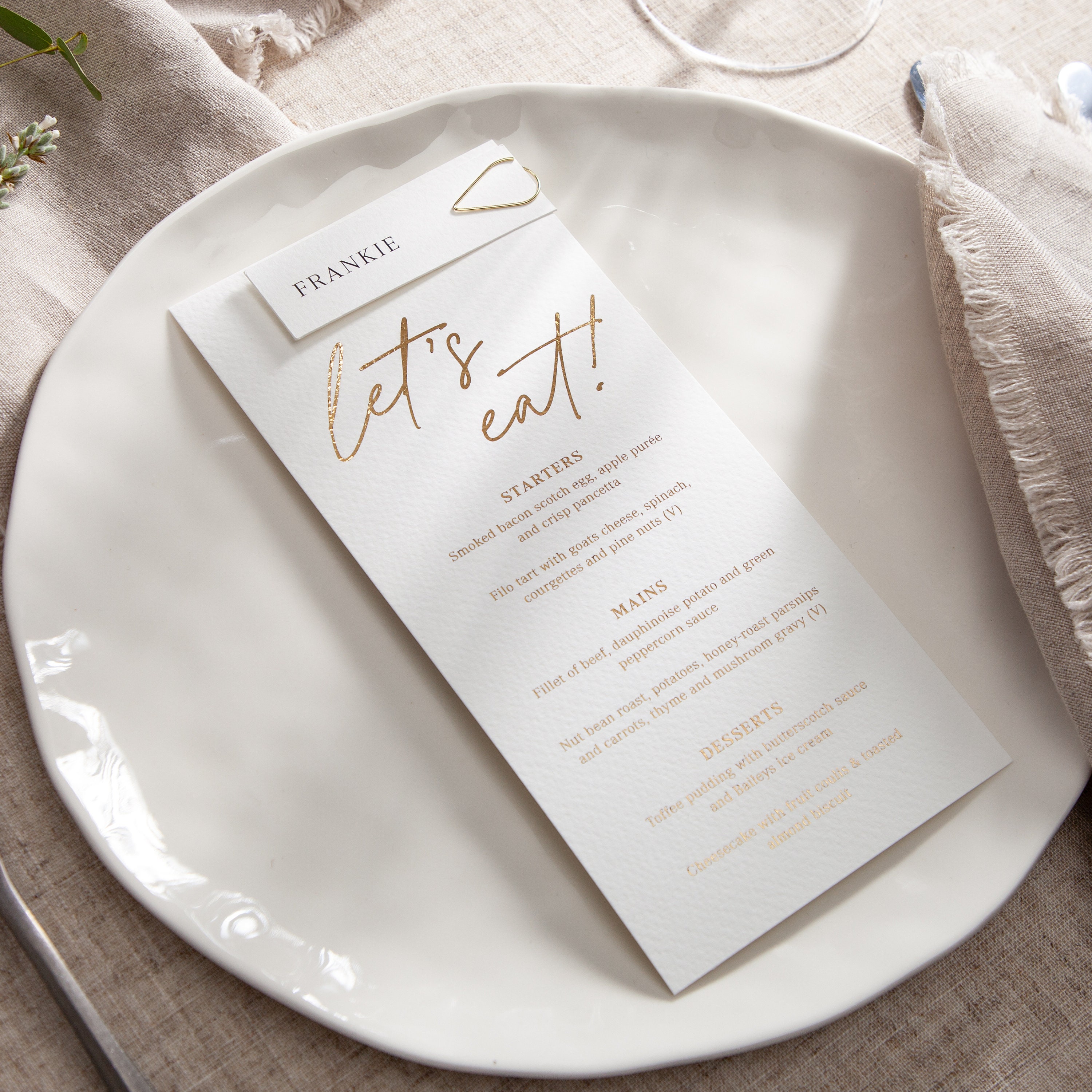 Autograph Foiled White Wedding Menus | Gold Foil Custom Wedding Menu ...