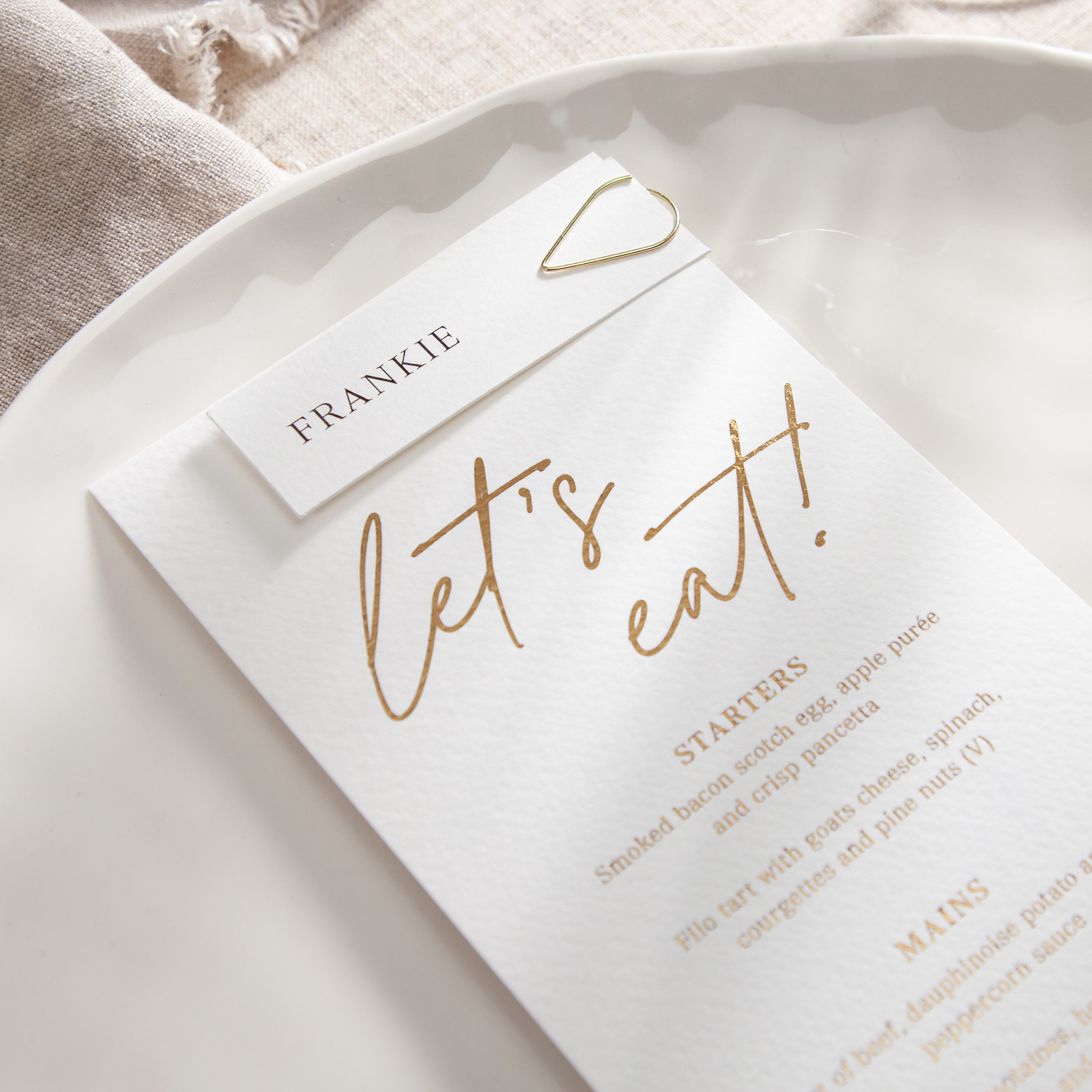 Autograph Foiled White Wedding Menus | Gold Foil Custom Wedding Menu ...
