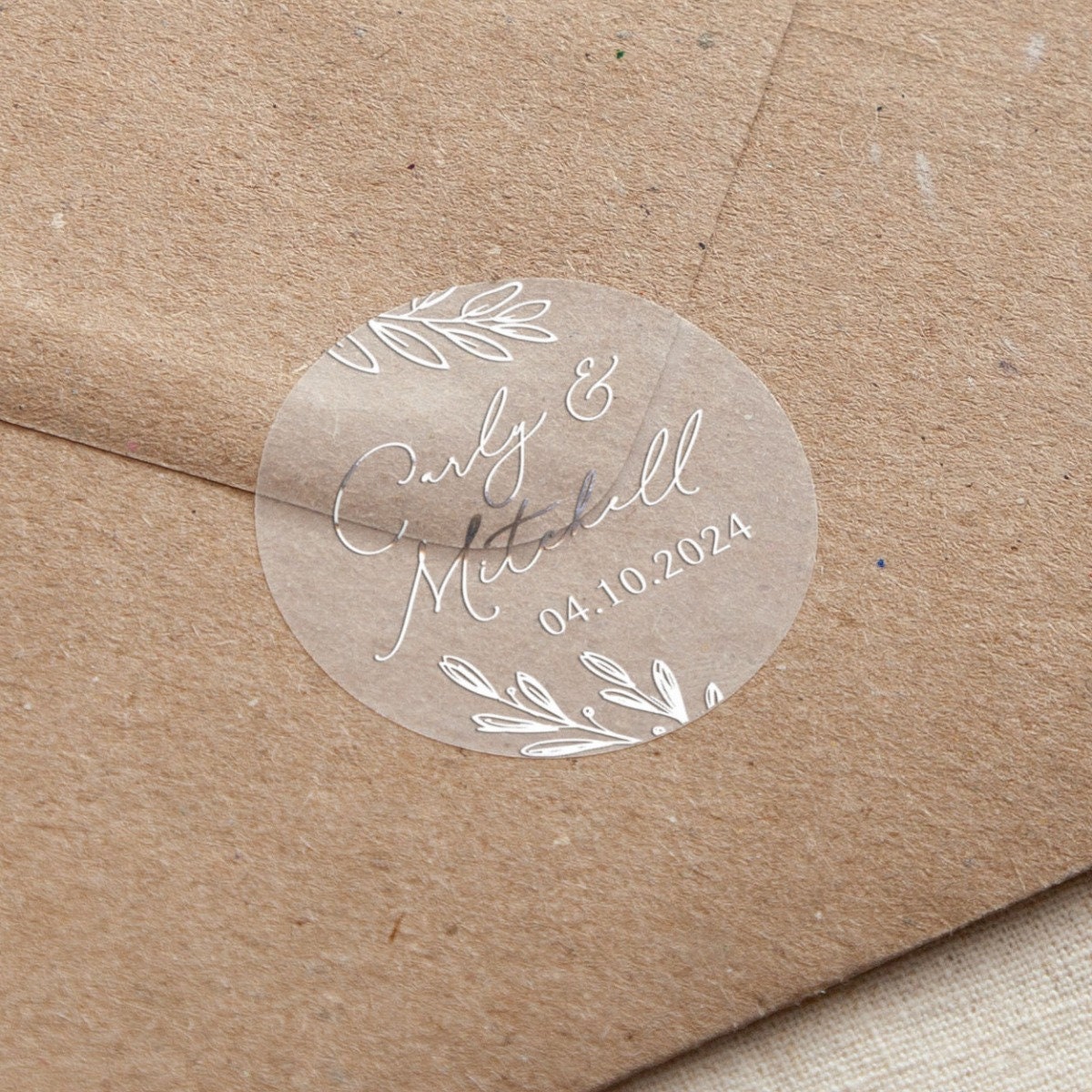 Meadow | Names & Date Foiled Wedding Stickers | Wedding Stationery ...