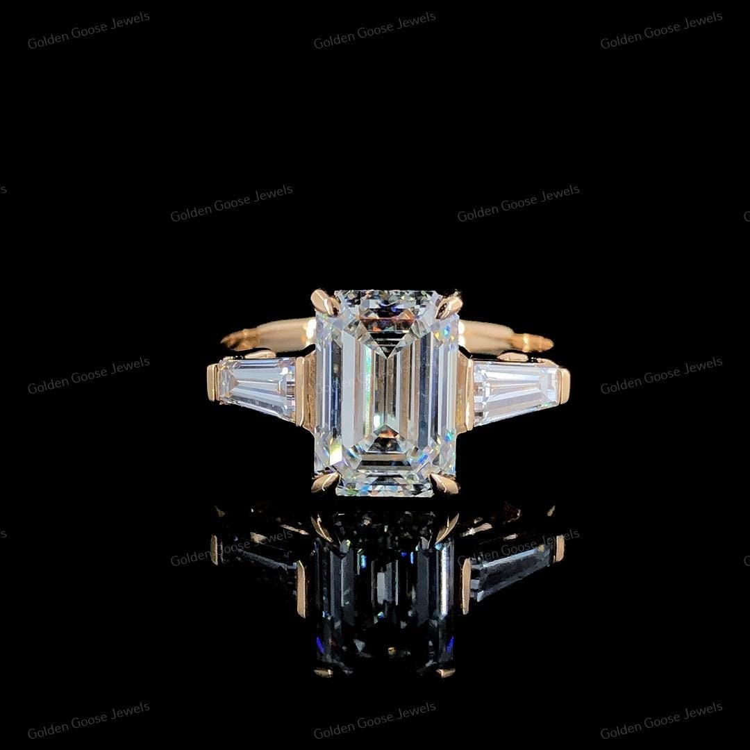 Certified 3.00 CT Emerald Cut and Tap Baguette Lab Grown CVD Diamond ...
