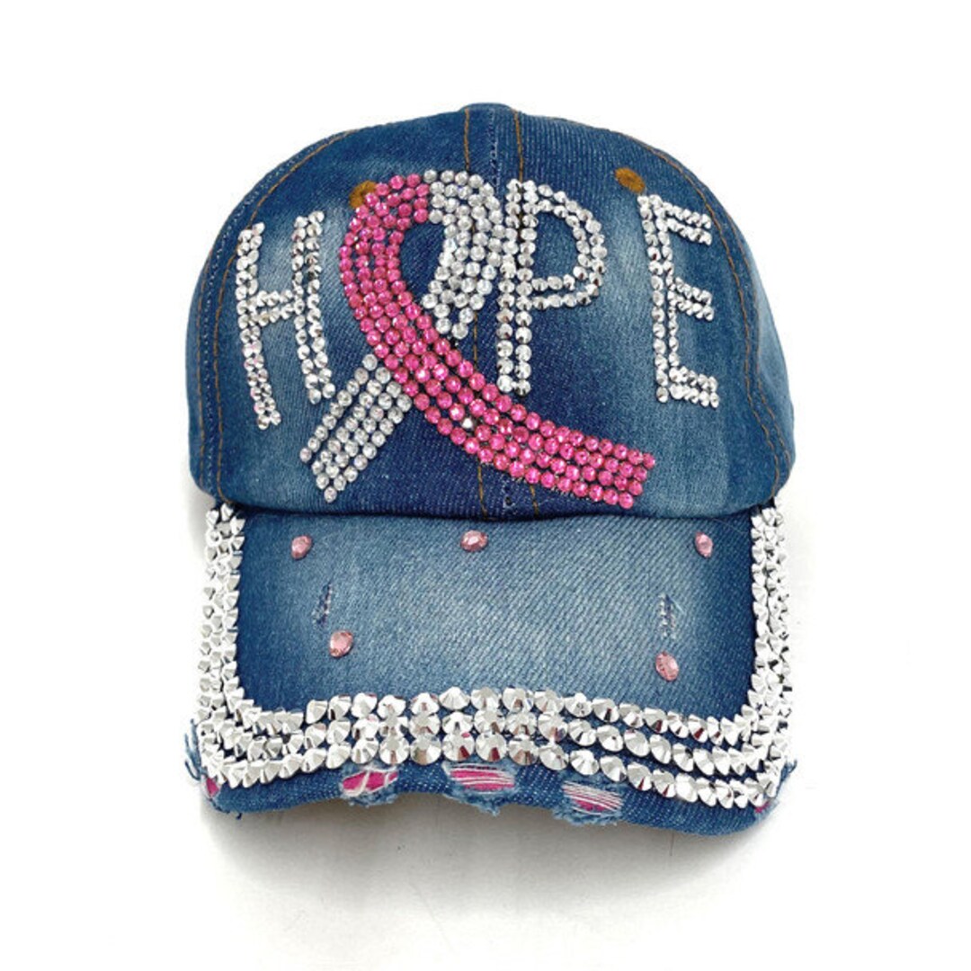 Breast Cancer Hope Bling Studs Cap - Etsy