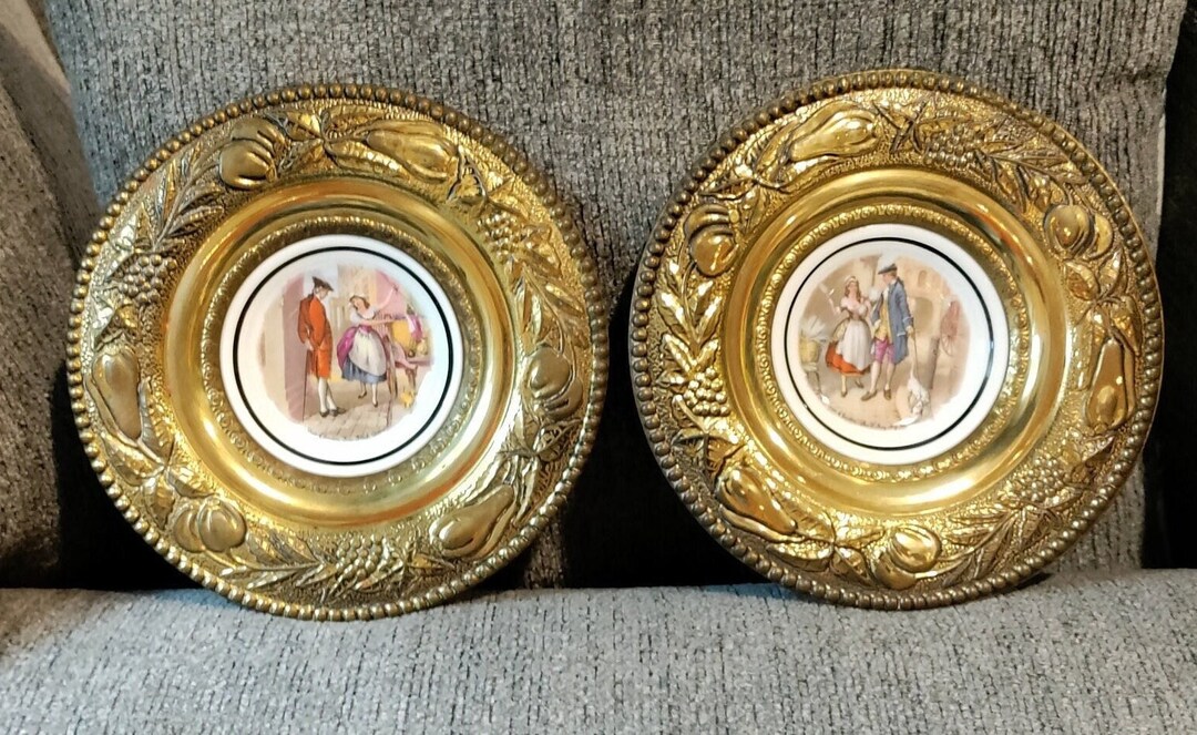 Vintage Brass Filigree 8 Wall Plates Cries of London Set of 2 - Etsy